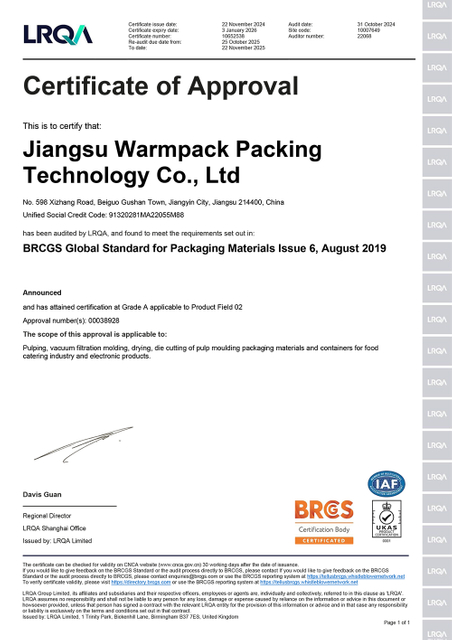 Our Certificates - Warmpack Packaging